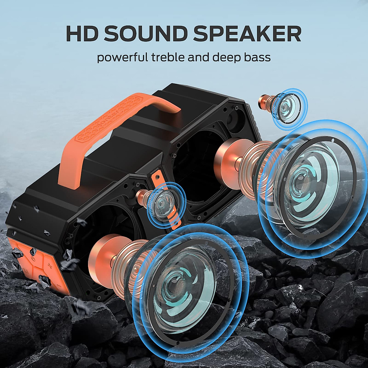 BUGANI M83 Speaker IPX6 Waterproof Portable LargeWireless Speaker,Bluetooth 5.2, Wireless Two Pairing,24H Playtime,Suitable for Family Gatherings and Outdoor