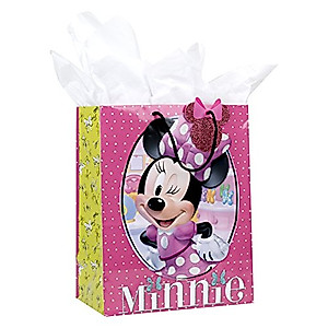 Hallmark 13" Large Gift Bag with Tissue Paper (Minnie Mouse) for Birthdays, Kids Parties or Any Occasion