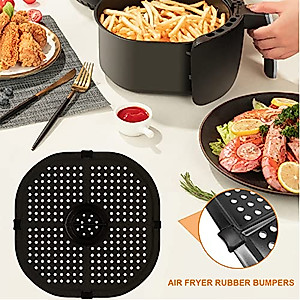 Air Fryer Grill Pan for COSORI 5QT Air Fryers, 9.09IN Upgraded Square Crisper Plate Tray, Air Fryer Replacement Parts Accessories Rack with Rubber feet, Non-Stick, Dishwasher Safe