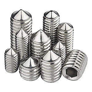 L-A 0.8mm Pitch M5x12mm 304 Stainless Steel Cone Point Hexagon Socket Grub Screws （100Pcs)