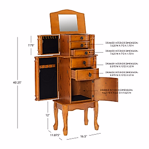 Powell Furniture Powell Jewelry Armoire, Distressed Woodland Oak Black Lining