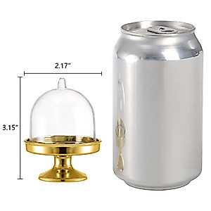 Okllen 36 Pack Mini Cake Stand with Lid, Plastic Cupcake Stand Plate Dome Cover, Clear Small Cake Display Stand for Chocolate, Dessert, Wedding, Birthday, Baby Shower, Tea Party Supplies, Gold