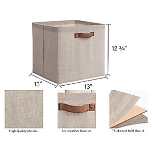 StorageWorks Storage Baskets for Shelves and Fabric Storage Box with PU Handles