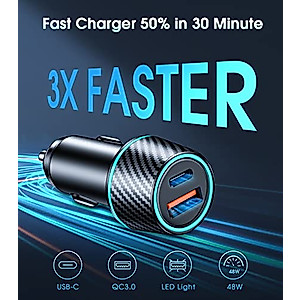 Car Charger, USB C Car Charger Adapter, 48W iPhone 14 Pro Max Car Charger, udaton Durable Dual Port Delivery Cigarette Lighter USB C Car Charging Block Compatible for Apple Watch iPhone 14 13 Pro Max