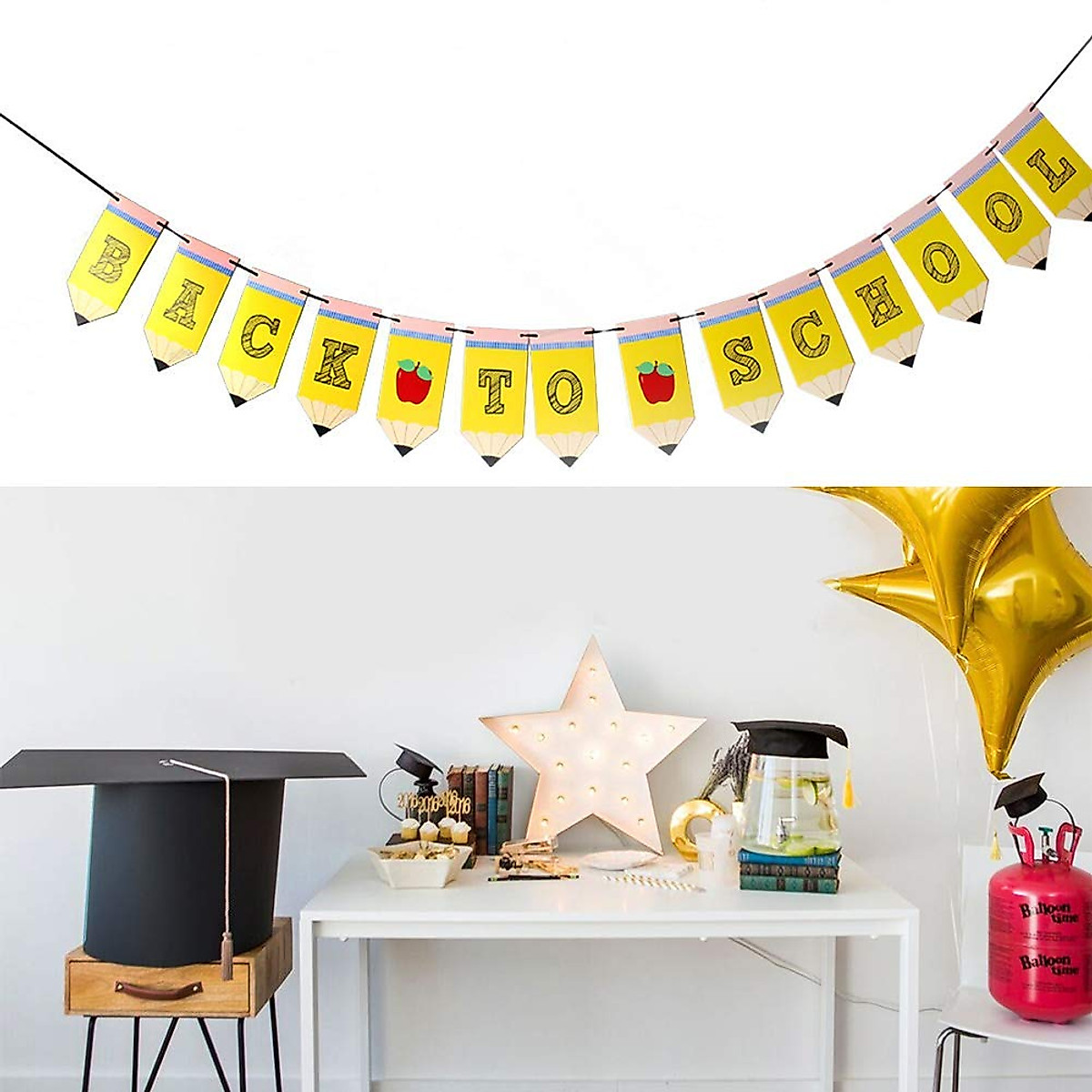 BinaryABC Back to School Bunting Banner,First Day of School Sign,First Day of School Decoration Supplies