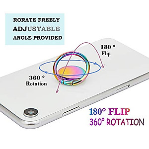 lenoup Rainbow Cell Phone Ring Stand Holder,Purple Multicolor Ring Grip Kickstand,360 Rotation Metal Finger Ring for Almost All Phones,Pad