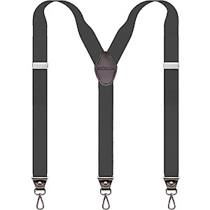 AYOSUSH Retro Y Suspenders for Men Heavy Duty Big and Tall Hooks for Belt Loop Jeans Black Shape Formal Braces