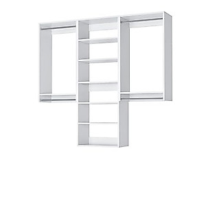 Closet Kit with Hanging Rods & Shelves - Corner Closet System - White, 72 inches Wide