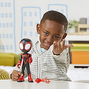 Spidey and His Amazing Friends Supersized Miles Morales: Spider-Man 9-inch Action Figure, Marvel Preschool Super Hero Toy, Kids Ages 3 and Up
