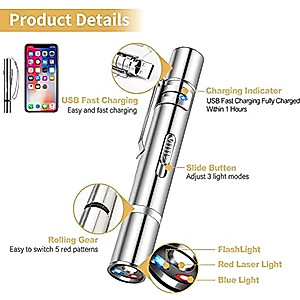HEYPOMAX Laser Pointer, Red LED Light Pointer Cat Toys for Indoor Cats Dogs, Long Range 3 Modes Lazer Projection Playpen,USB Recharge