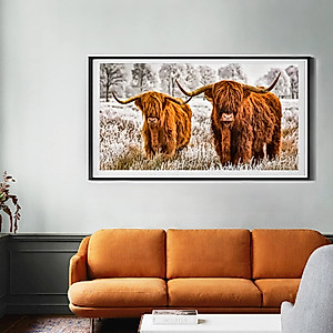 YALKIN Yak Cow Large Diamond Painting Kits for Adults (70X40cm/ 27.6x15.7in), DIY 5D Diamond Art Kits for Adults, Full Round Drill Embroidery Cross Stitch Pictures for Wall Decor