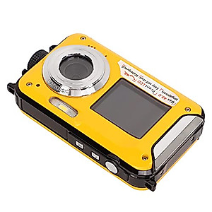 Tefola Waterproof Digital Camera, Full HD 2.7K 48MP 10ft Waterproof Underwater Digital Camera 16X Digital Zoom Front Rear Double Screens Waterproof Digital Camera(Yellow)