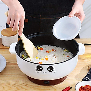 4-in-1 Electric Skillet Non-Stick Multifunctional Small Electric Grill Pot & Skillet Cooker for Cooking Rice Hotpot Simmer Steamed Eggs Frying - Diameter 8-inch, 2.3L Capacity, with Steam Grid