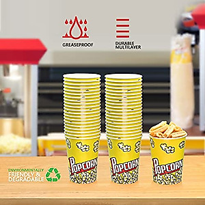 46 Oz Popcorn Cups (40 Pack) Grease Resistant Popcorn Buckets Small Popcorn Bowl Popcorn Holders for Family Movie Night, Theme Party, Thanksgiving, Christmas, Birthday Party