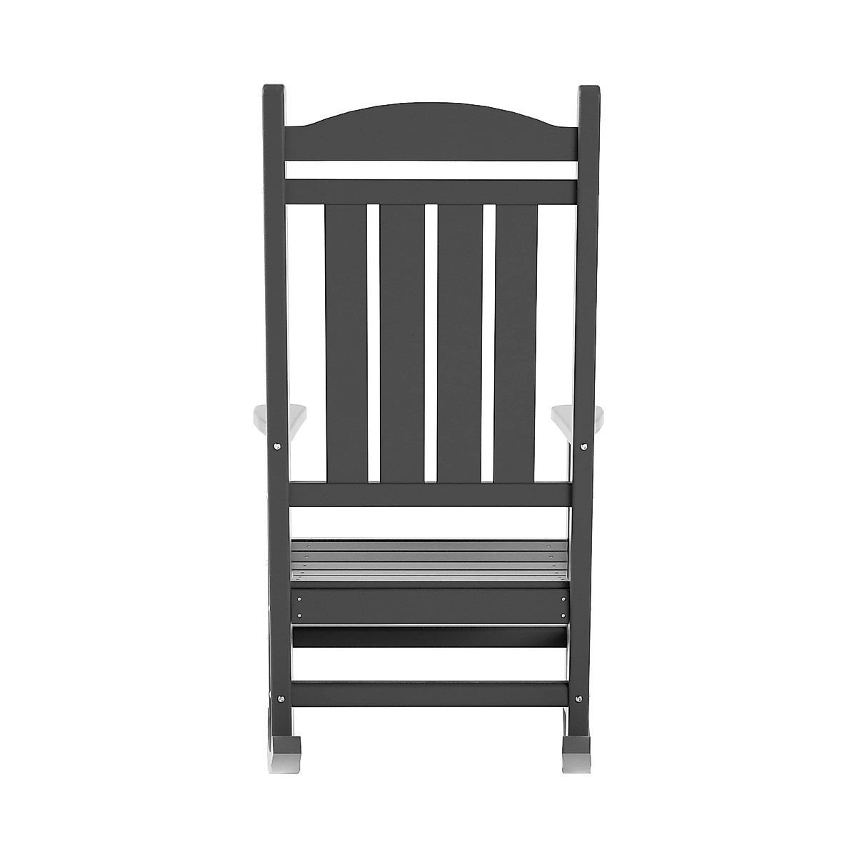 Costaelm Paradise Classic Adirondack Plastic Outdoor Porch Furniture Rocking Chair High Back HDPE Poly Lumber, Gray