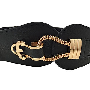 Women Wide Belts Elastic Cinch Stretch Band Wrap Metal Buckle Decorative Retro High Waist Belt for Dresses