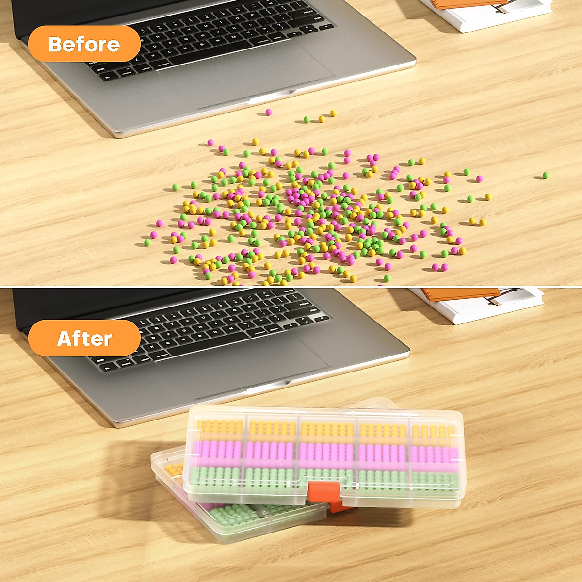 Moon Magpie 4PACK Extra Thick Bead Organizers and Storage Box, 15 Grid Mini Clear Jewelry Making Storage Solutions Plastic Organizer Case Craft Containers for Nail Rhinestones DIY Diamond Accessories