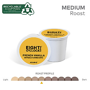 Eight O'Clock Coffee French Vanilla, Keurig Single Serve K-Cup Pods, Light Roast, 72 Count