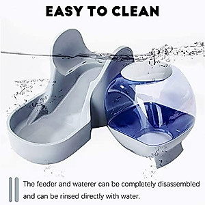 Pets Feeder Set Dog Feeder Cats Feeder with Water Dispenser Automatic Gravity Big Capacity Pets Feeder Auto for Small Medium Big Cats Dogs (Gray)