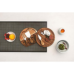 TOSCANA - a Picnic Time brand Acacia Brie Cheese Board and Knife Set - Charcuterie Board Set - Wood Cutting Board, (Acacia Wood) 7.5 Inches