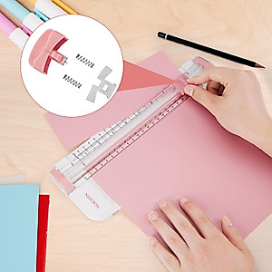 Paper Cutter,Portable Paper Trimmer,12 Inch Paper Slicer Scrapbooking Tool with Automatic Security Safeguard and Side Ruler for Craft Paper,A4 A5 Paper,Coupon, Label and Cardstock (Blue) (Pink)