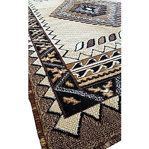 YHSF South West Native American Area Rug D143 - Easy Clean, Thick, Soft, Durable Tribal Indian Inspired Kingdom Design Runner Rug for Bedroom/Living Room and More - Berber, 2 Feet x 3 Feet 4 in