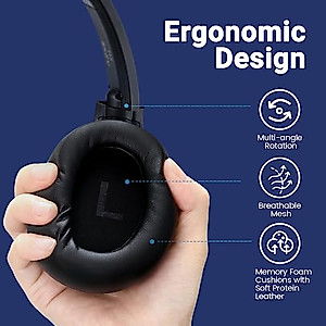 Headset with Microphone for PC, USB Computer Headsets AI-Powered Environmental Noise Cancelling Headphone with Busylight, Mic Mute Boom & Volume Control, Wired Over-Ear Headset for Laptop/Work/Office