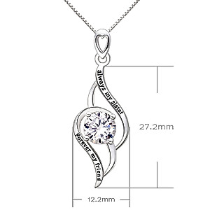 ALOV Jewelry Sterling Silver "always my sister Forever my friend" Love Cubic Zirconia Pendant Necklace