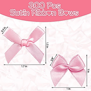 HFKPJRT 300Pcs Mini Pink Bows - 1.5" Mini Bows for Crafts, Mini Satin Bows for Gift Wrapping, Mini Ribbon Bows for DIY, Baby Shower, Birthday Party, Wedding Decorations, Christmas Bows for Present
