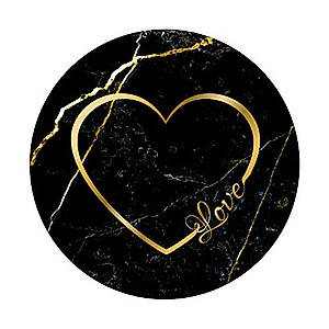 Love Heart Gold Black Marble-Look Cute for Girls Women Her PopSockets PopGrip: Swappable Grip for Phones & Tablets