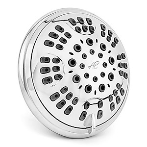 6 Function Adjustable Luxury Shower Head - High Pressure Boosting, Wall Mount, Bathroom Showerhead For Low Flow Showers, 2.5 GPM - Chrome