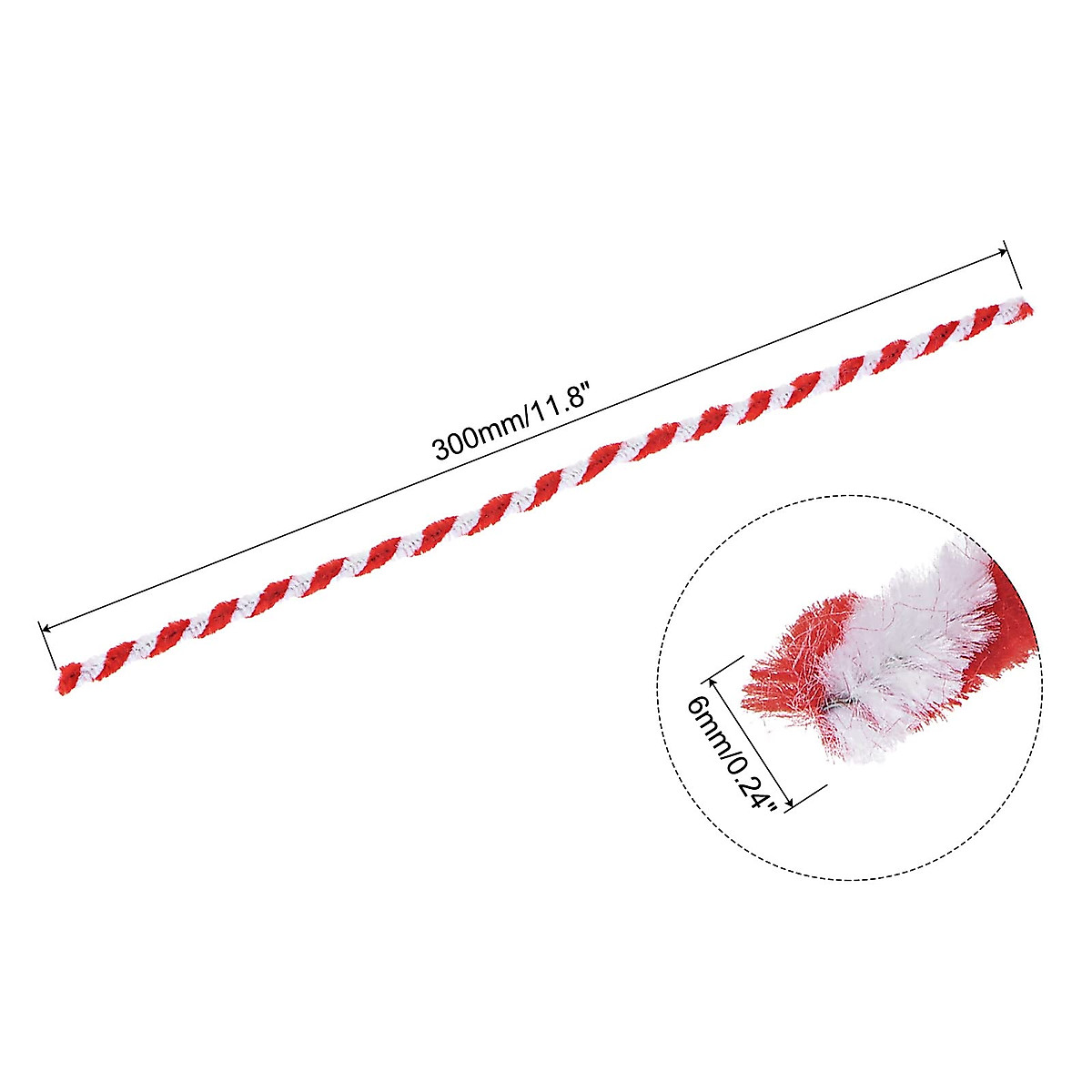 MECCANIXITY Pipe Cleaners Chenille Stems 30cm/12 Inch for DIY Art Creative Crafts Decorations, Red White Pack of 100