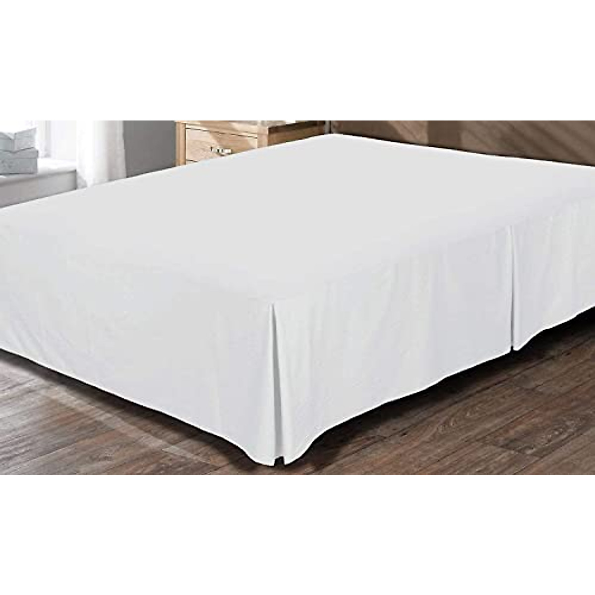 RUMICAFeb Pleated Bed Skirt - 10 Inch Drop Easy to Put On, Wrinkle Free Bedskirt Dust Ruffles, Bed Frame Cover for King, White
