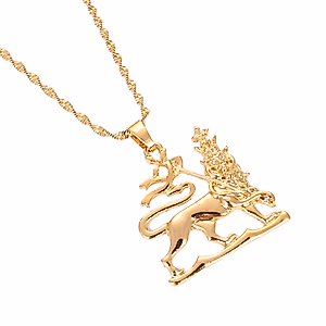 African Ethiopian Lion Pendant Necklace Lion of Judah Jewelry Charms Ethnic Gifts