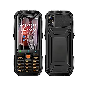 Rugged Senior Cellphone, 4G Large Mobile Phone for Elderly, 4in, 18000mAh Battery, Sound Quick Dial Phone for Android 7.0, Dual LED Lights (Black)