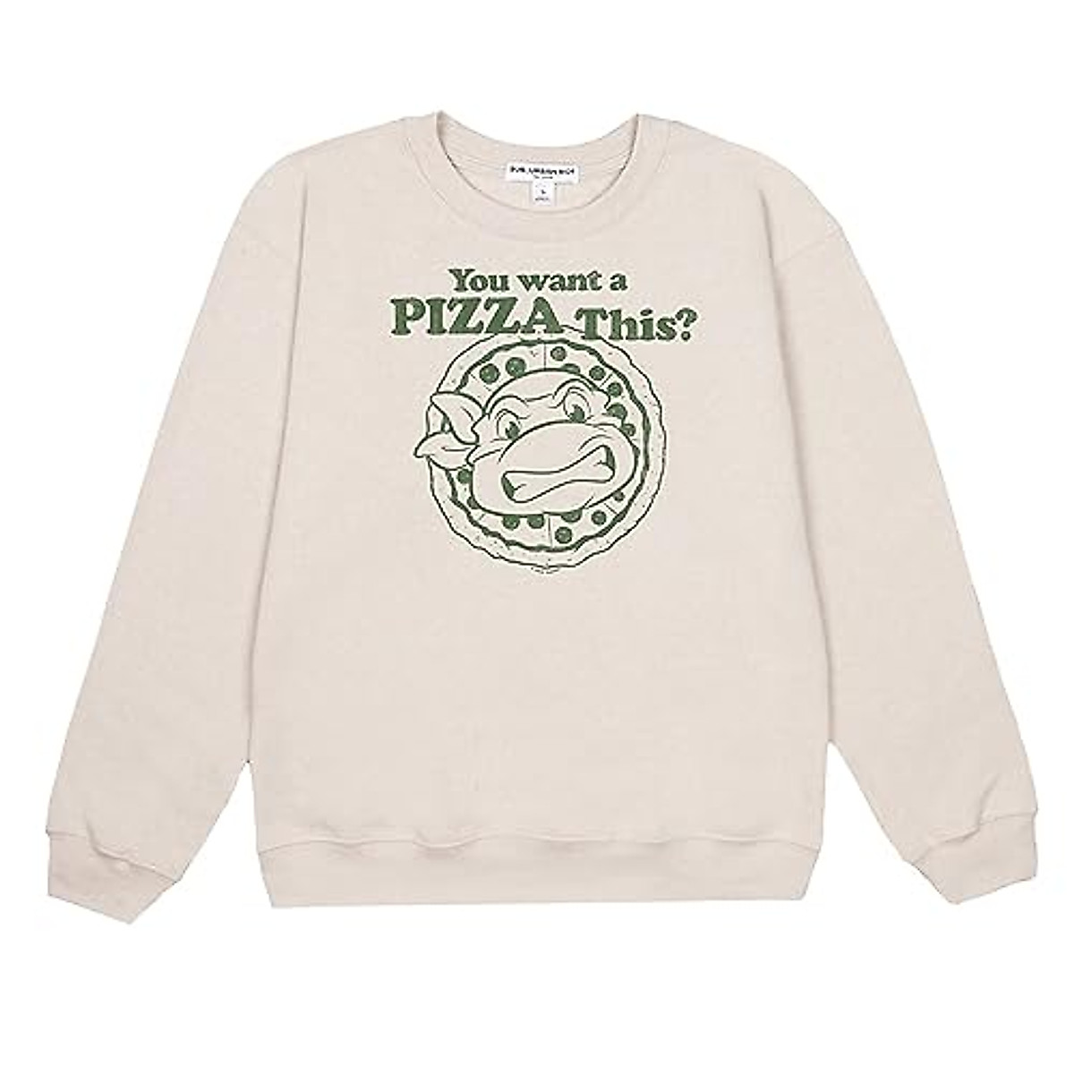 Suburban Riot TMNT Official You Want A Pizza Me Willow Women's Long Sleeve Fleece Sweatshirt (Small) Cream