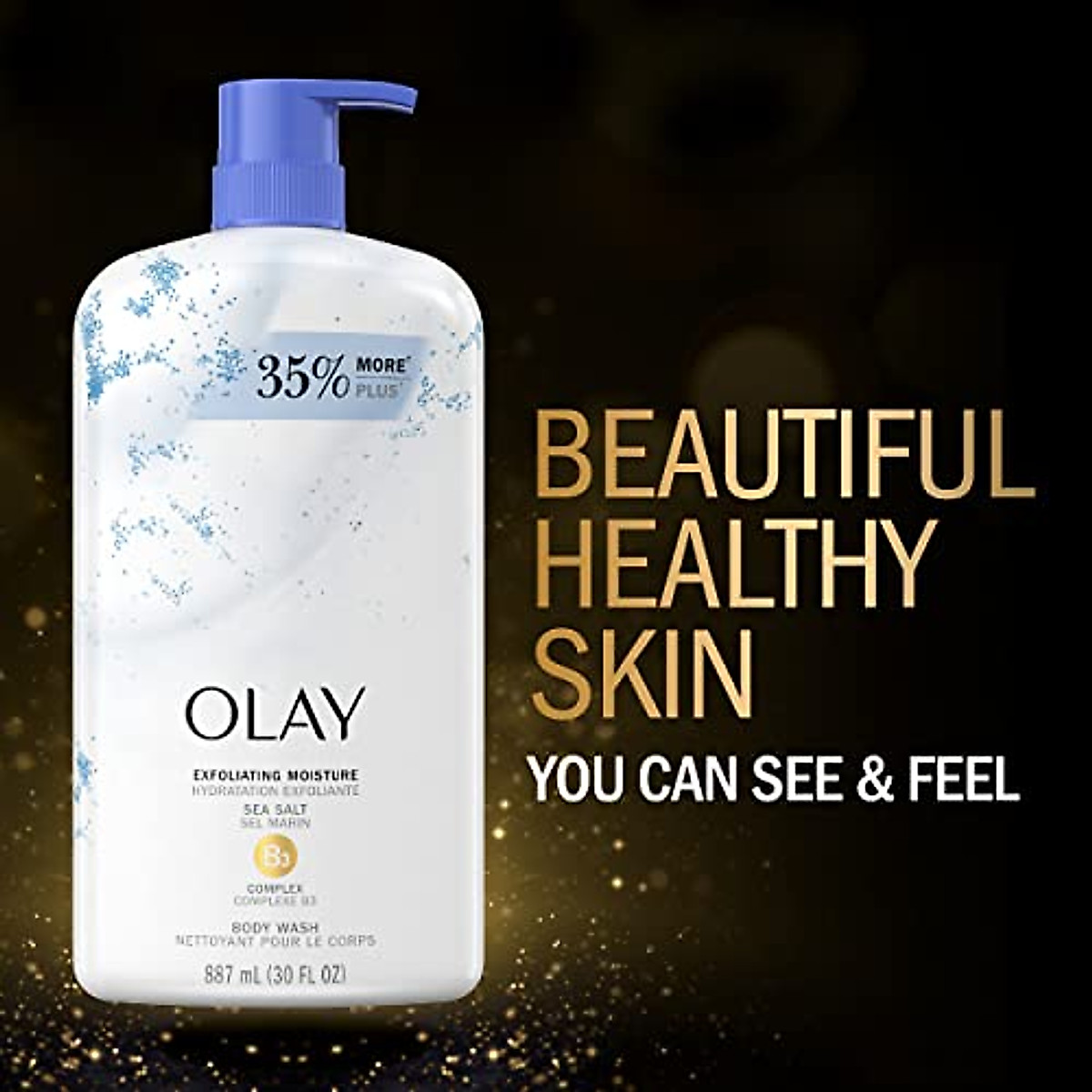 Olay Exfoliating Body Wash with Sea Salts, 30 fl oz (Pack of 4)
