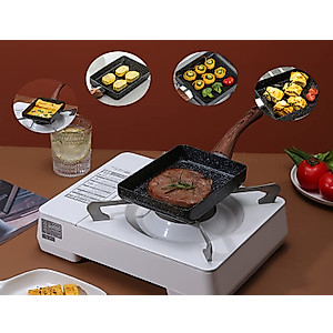 Tamagoyaki Pan Japanese Omelet Pan,Rectangle Maker Frying Pans,Japanese Tamagoyaki Pan with Silicone Brush & Spetula, Egg Pan, Gas Stove and Induction Hob, 7” x 5”,Black