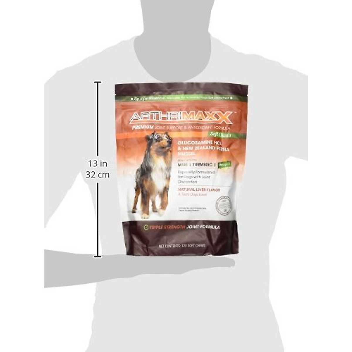 ArthriMAXX Dog Supplements for Joint Inflammation & Arthritis, Naturally Potent Dog Joint Care, Delicious Soft Chews with Turmeric, Omega 3, & Glucosamine for Dogs, Natural Liver Flavor, 120 Pc