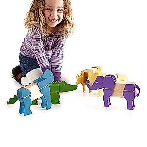 Guidecraft Block Mates - Safari Animal Themed Block Unit, Kids Learning & Educational Toys