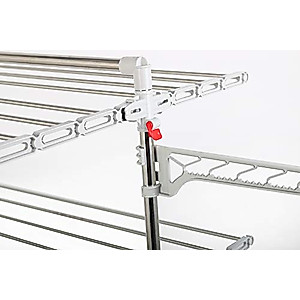 Launtree Laundry Drying Rack Collapsible Rolling Garment Hanger Foldable Space Saving Vertical Storage X-Large Stainless Steel Metal Frame Heavy Duty Thicker Top Pipe Structure Made in Korea