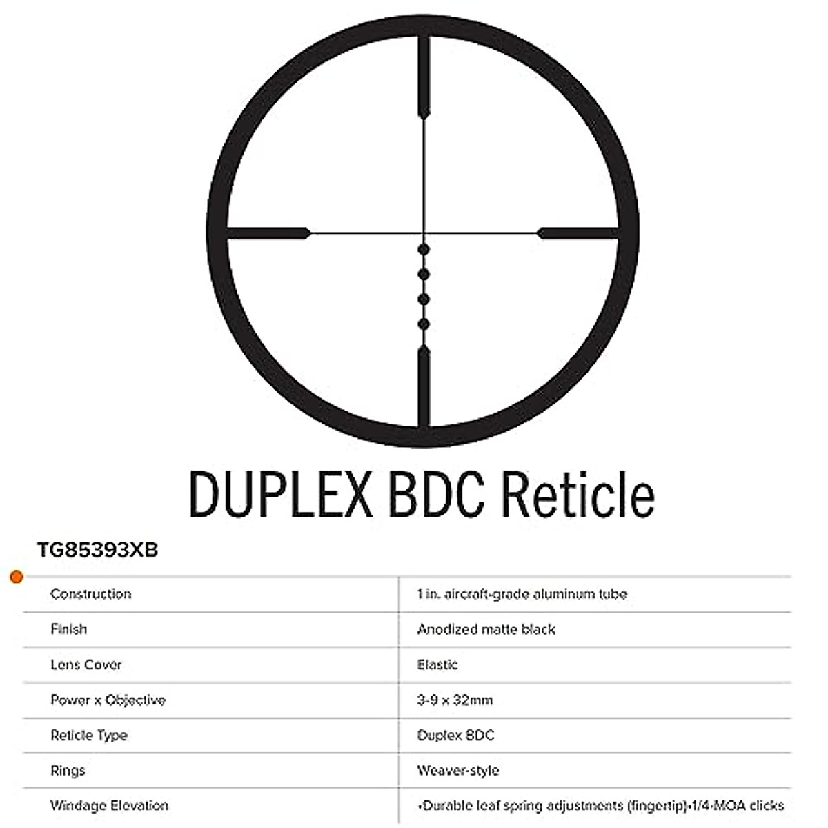 TRUGLO Scope, SCP BUCKLINE BDC 3-9X32 BLK (TG85393XB)