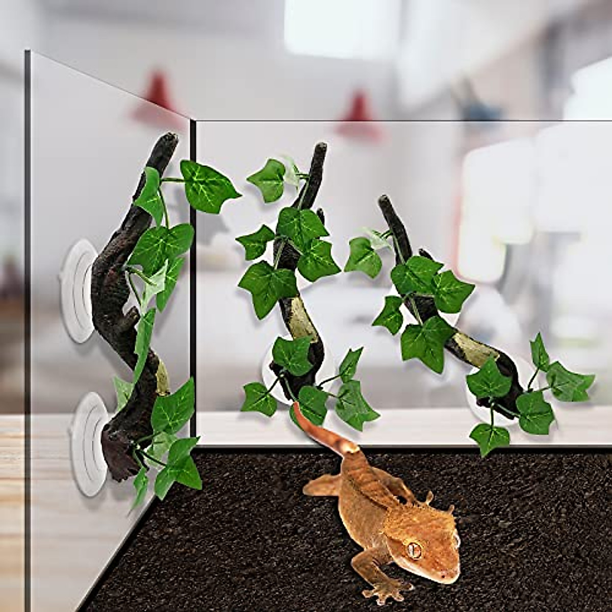 NOMAL Reptile Climbing Branch Terrarium Plant Decoration with Suction Cup for Bearded Dragons Lizards Geckos Amphibian Habitat Decor