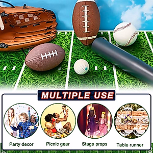 Boao Football Party Supplies 10 ft Football Party Field Aisle Runners Football Tablecloth Touchdown Floor Runners for Game Day Party Football Field Sign Supplies, 24 x 120 Inch (4 Pieces)