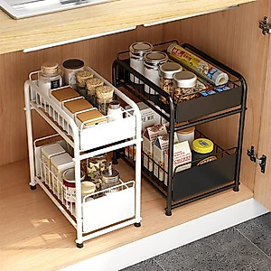Pull-out Cabinet Organizer Under Sink Cabinet Organizer， with Sliding Storage Drawer, Large Size, Iron material