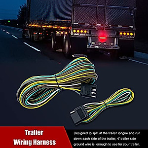 LIMICAR Trailer Wiring Harness Kit, 25ft Trailer Wire, Trailer Wiring Harness with 4 Flat Extension Connector, 4 Pin Flat Wishbond Trailer Wiring for Utility Boat Trailer Light Kit