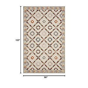 SAFAVIEH Bellagio Collection 8' x 10' Ivory/Multi BLG548A Handmade Boho Premium Wool Area Rug
