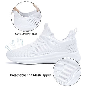 Akk Athletic Running Shoes for Womens - Tennis Workout Walking Gym Comfortable Casual Memory Foam Fashion Sneakers White Size 8