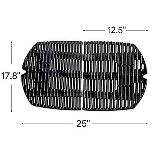 soldbbq 7646 7584 Replacement Cooking Grates for Weber Q300 Q320 Q3000 Q3200 Series Gas Grills, Matte Cast Iron Cooking Grate Replacement Parts for Weber 7646 7584