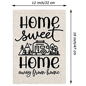 Camping Sweet Home Garden Flag Away from Home Camper Vertical Burlap Double Sided Farmhouse Outdoor Decorations Yard Lawn Decor 12.5 x 18 Inch